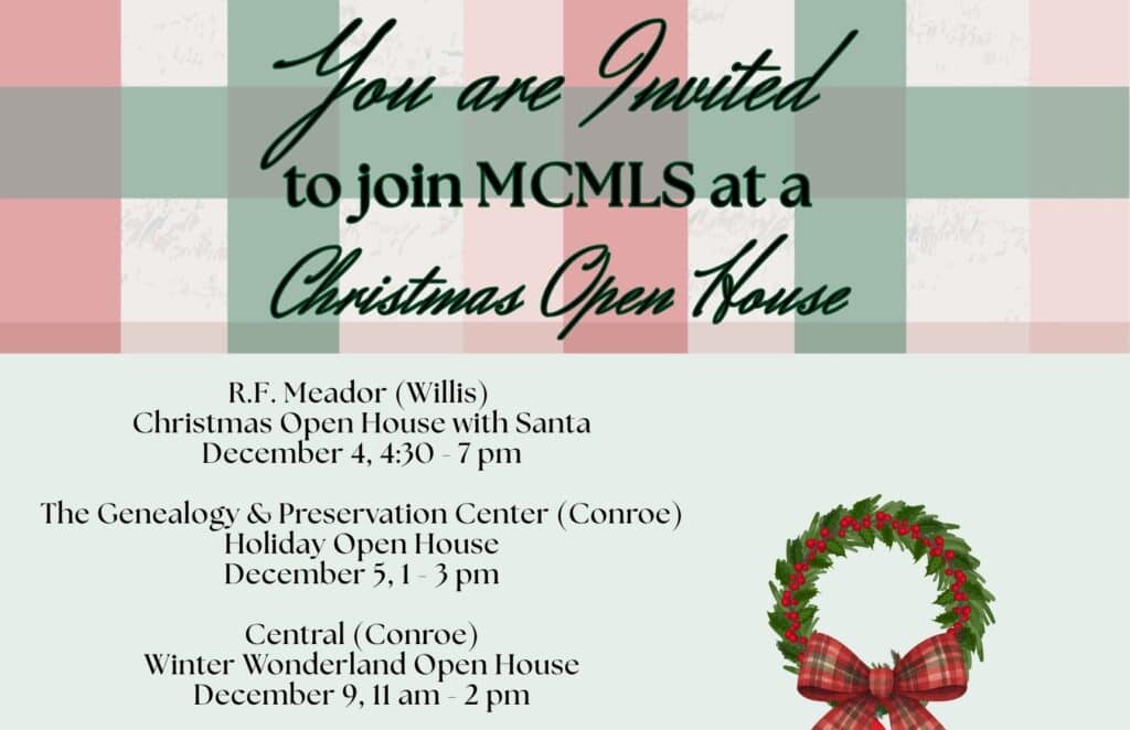 Montgomery County Memorial Library System December Christmas Open House ...